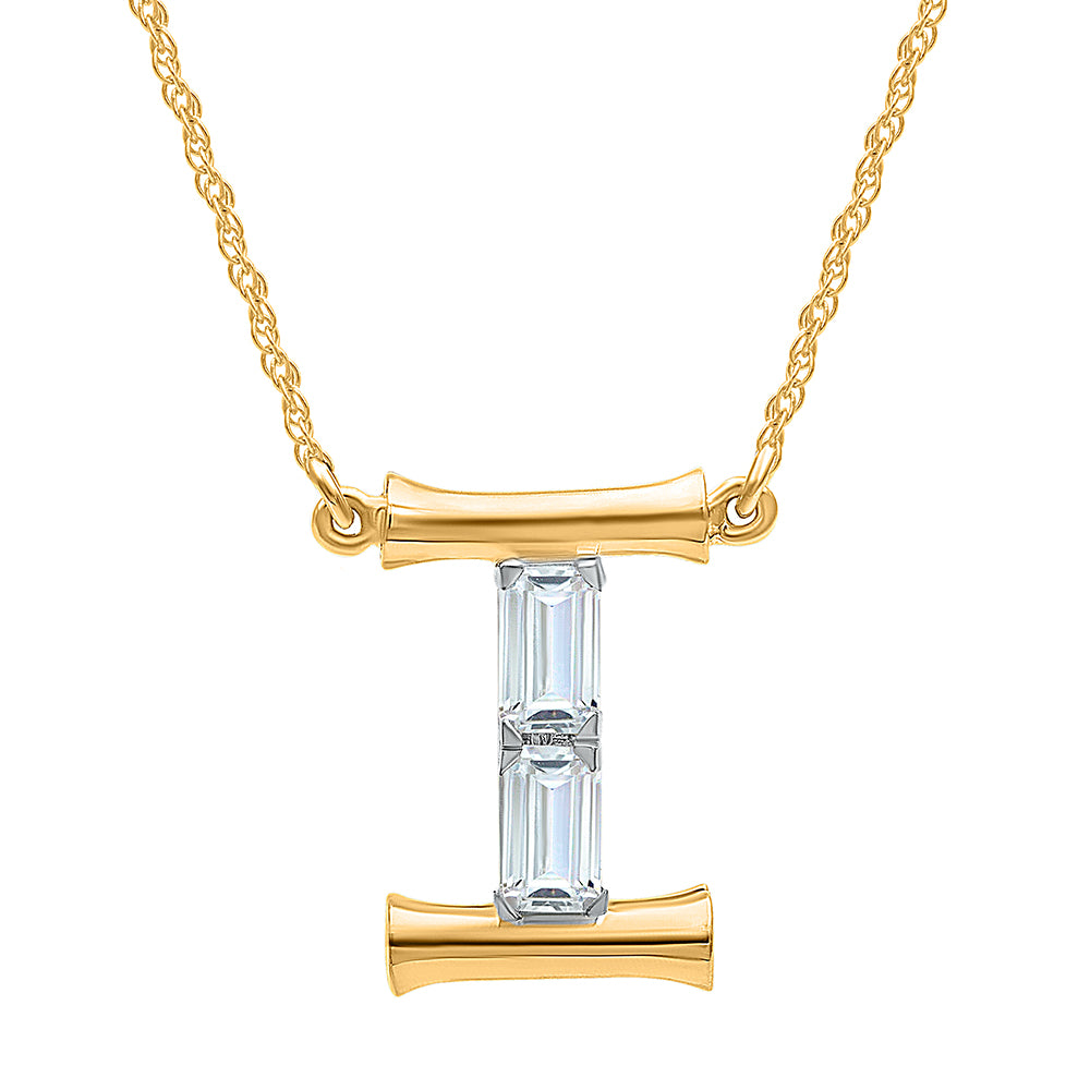Isha Initial 'I' Moissanite Necklace | Silver Alphabet Pendant